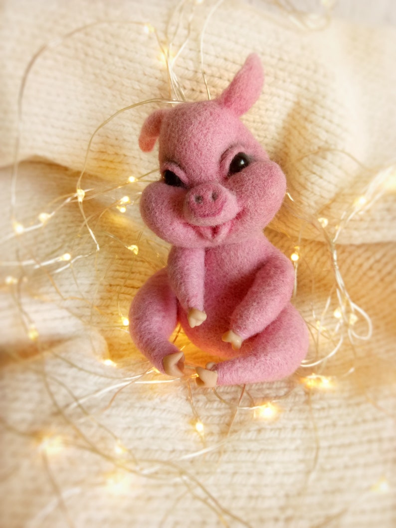Needle Felted Pink Pig, OOAK сute Piglet, Easter Gift for Pig Lovers - Etsy