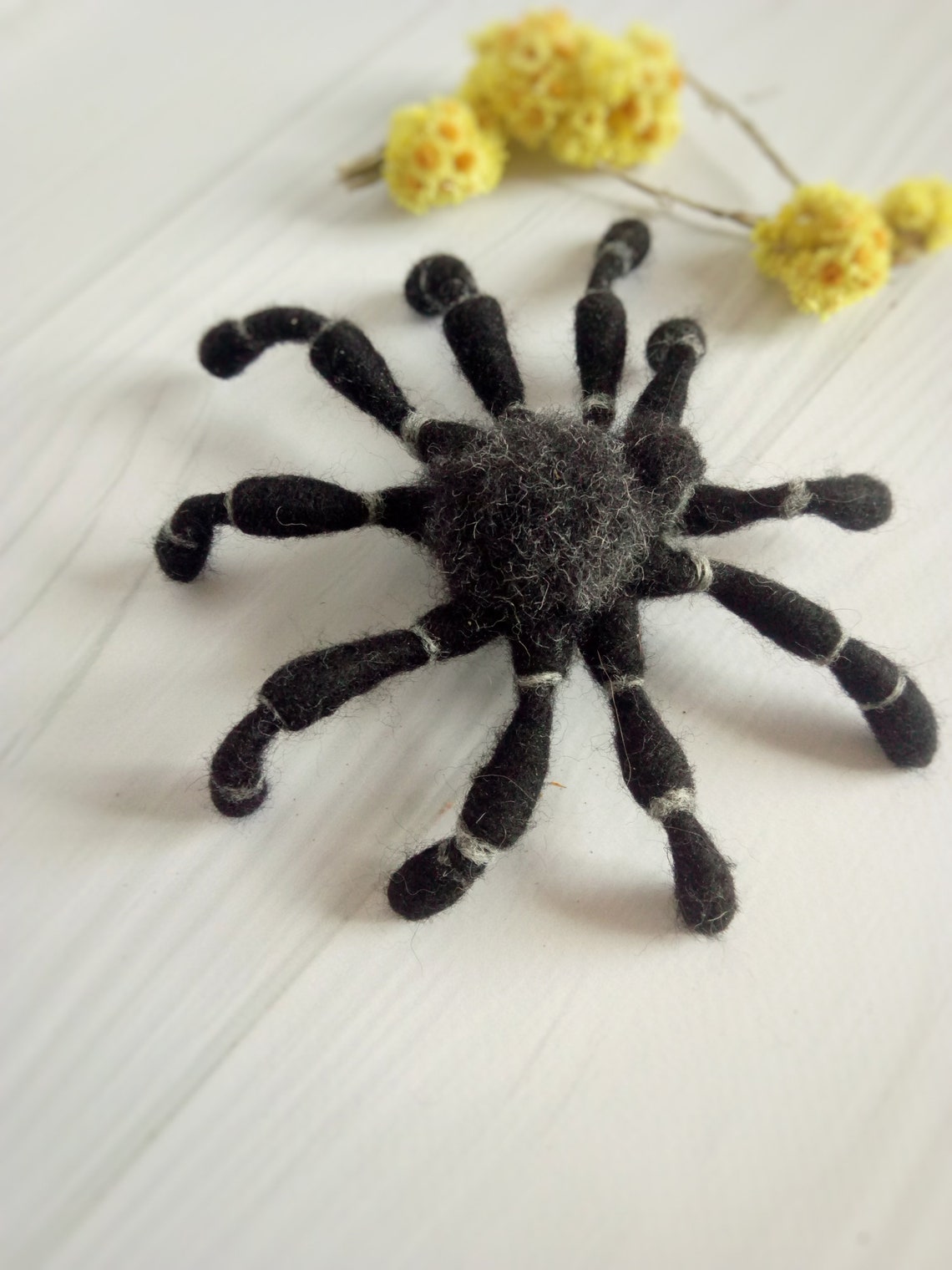 Needle Felted Spider Brooch Black Realistic Spider Pin | Etsy