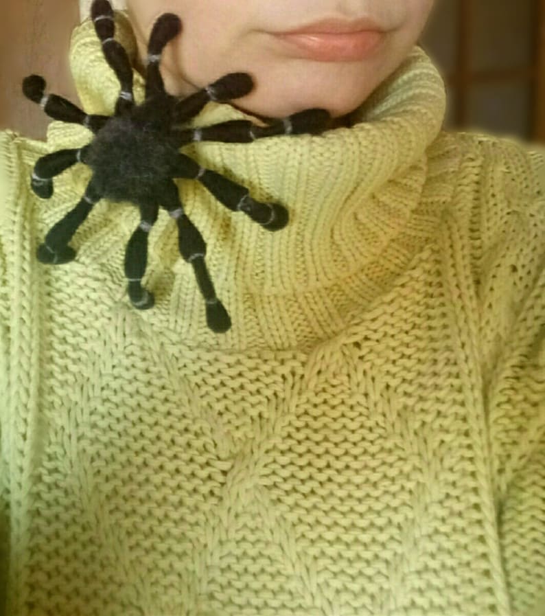 Needle Felted Spider Brooch Black Realistic Spider Pin - Etsy