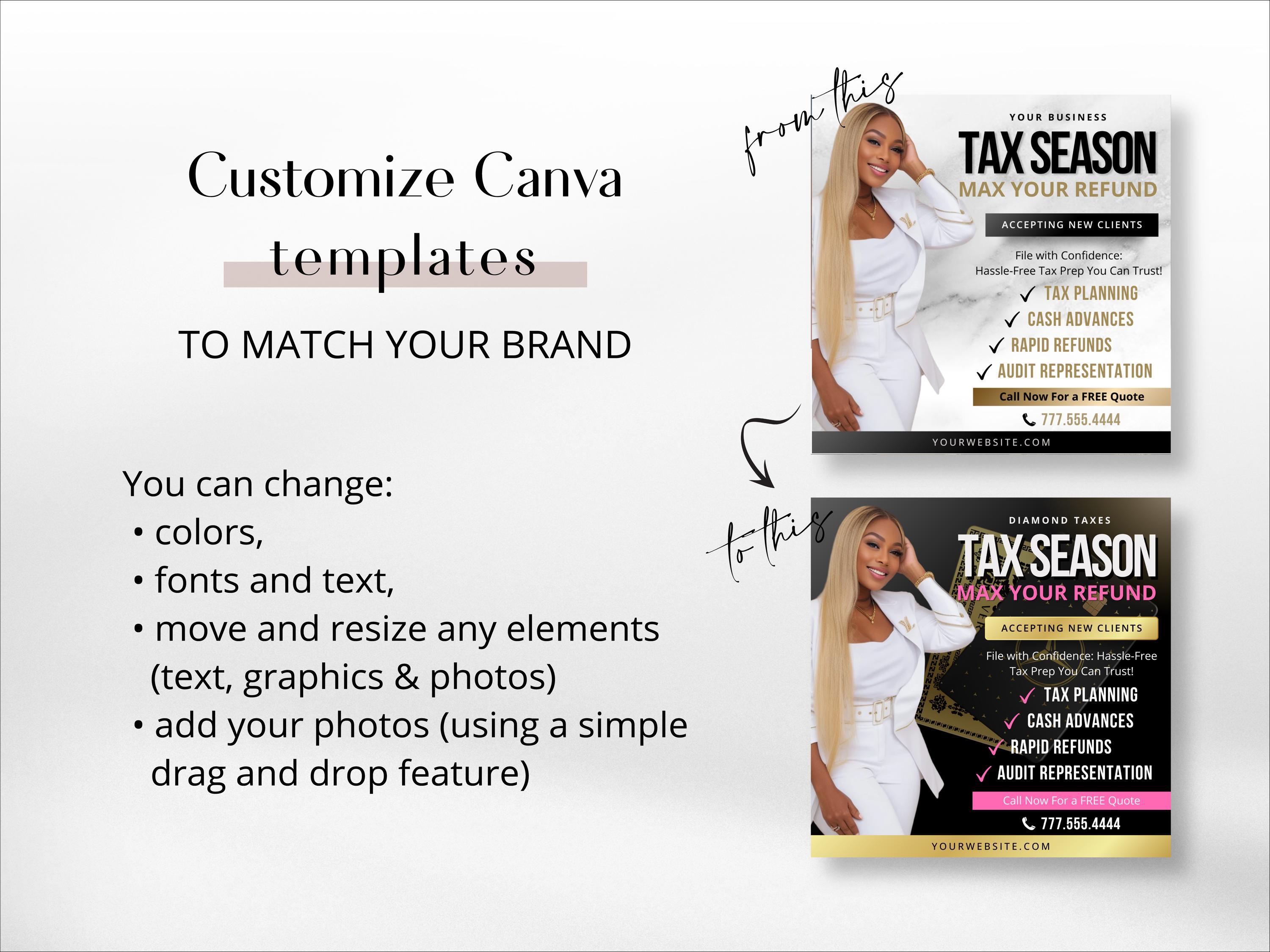 Tax Season Post, Tax Services Canva Template - Etsy