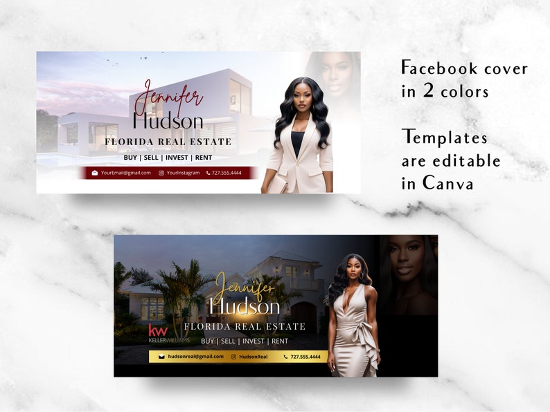 Realtor Facebook Cover, Canva Template for Luxury Real Estate Banner - Etsy