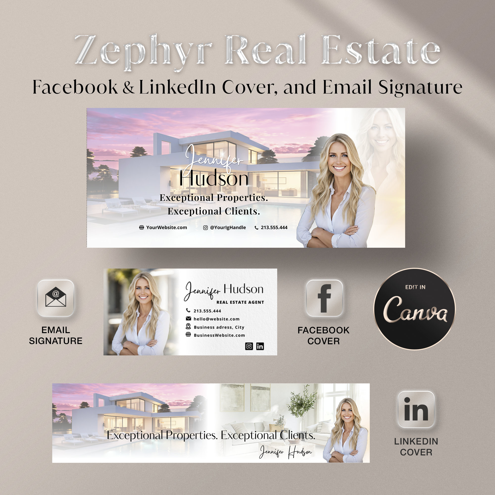 Zephyr Real Estate Facebook Cover, Linkedin Cover and Email Signature ...