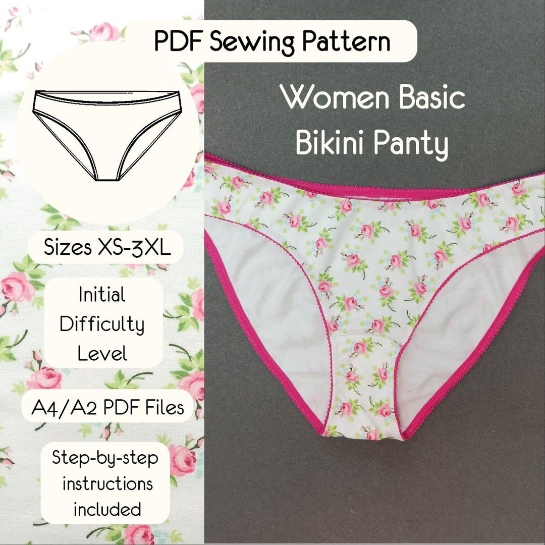 Women Basic Bikini Panty - Downloadable Sewing Pattern - Pdf-pattern ...