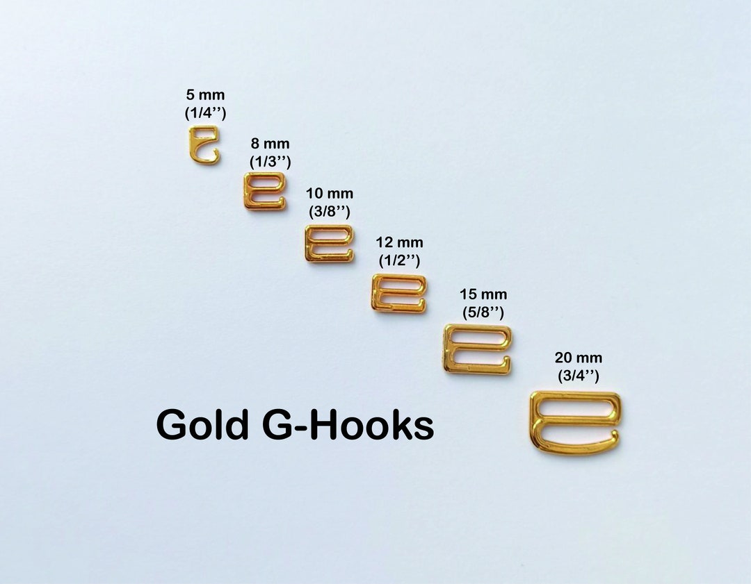 Gold Metal G-hooks 6 Sizes Front Closing Bra Swimwear Hook Made in EU ...