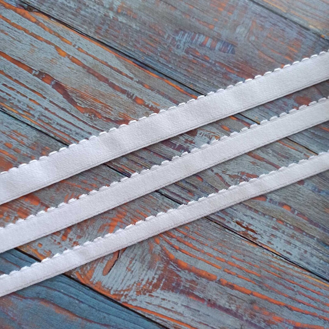 White Picot Elastic 10-12-15 Mm (3/8-1/2-5/8 In) Wide Picot Elastic Bra ...