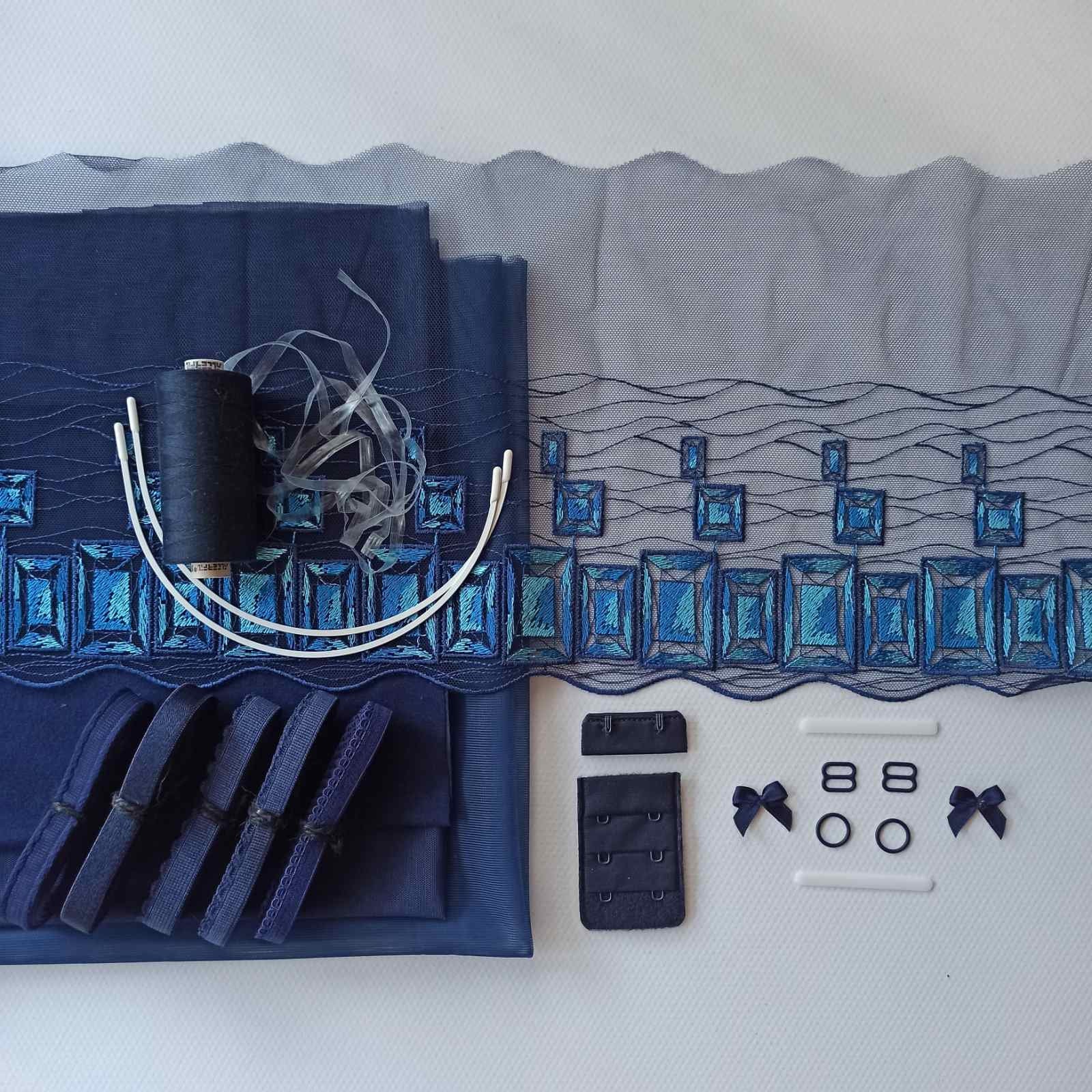 Bramaking Lingerie Sewing Kit With Non-stretch Navy Mesh Lace - Etsy