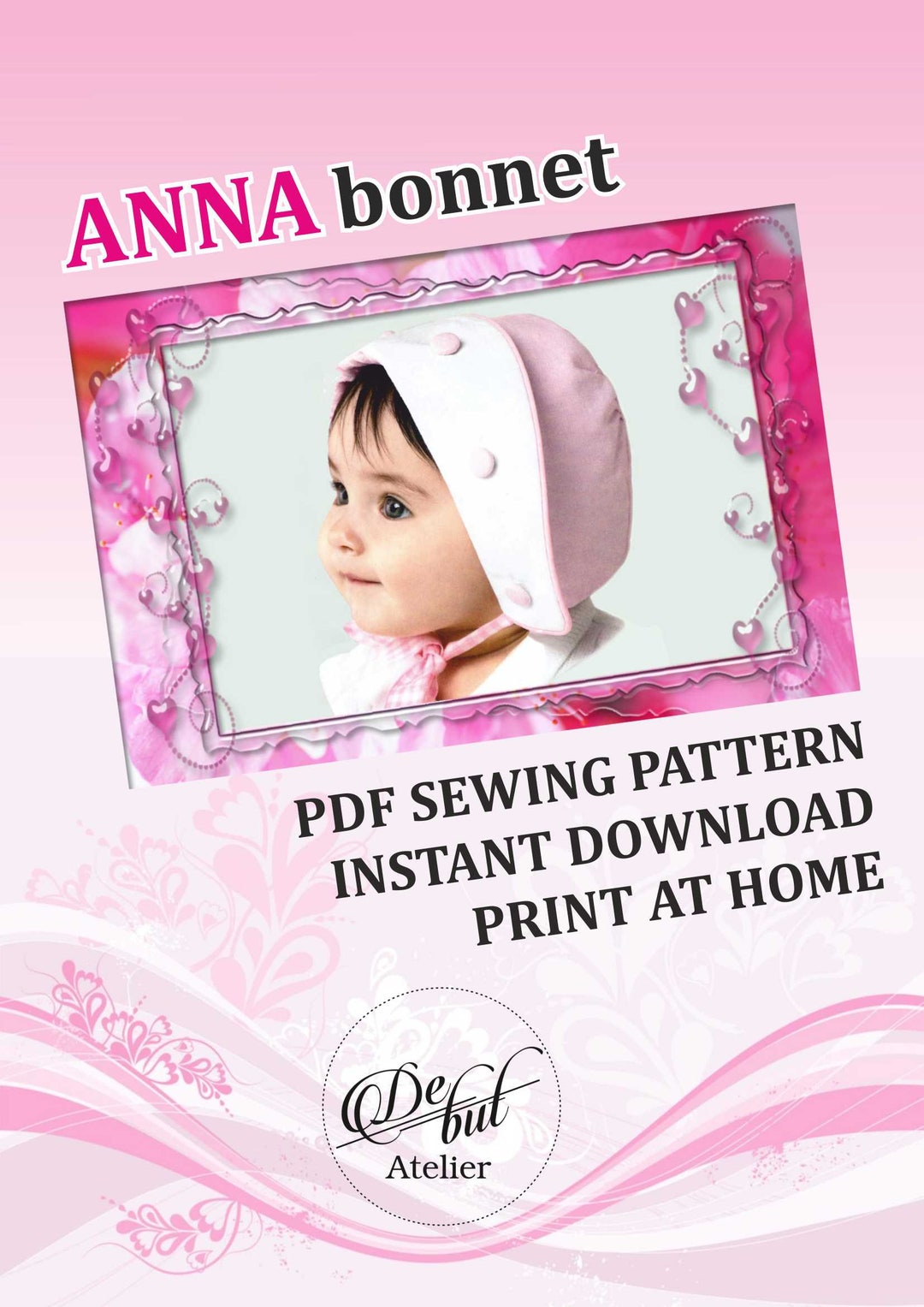 Anna Baby Girl Bonnet Downloadable Sewing Pattern Pdf-pattern Instant ...