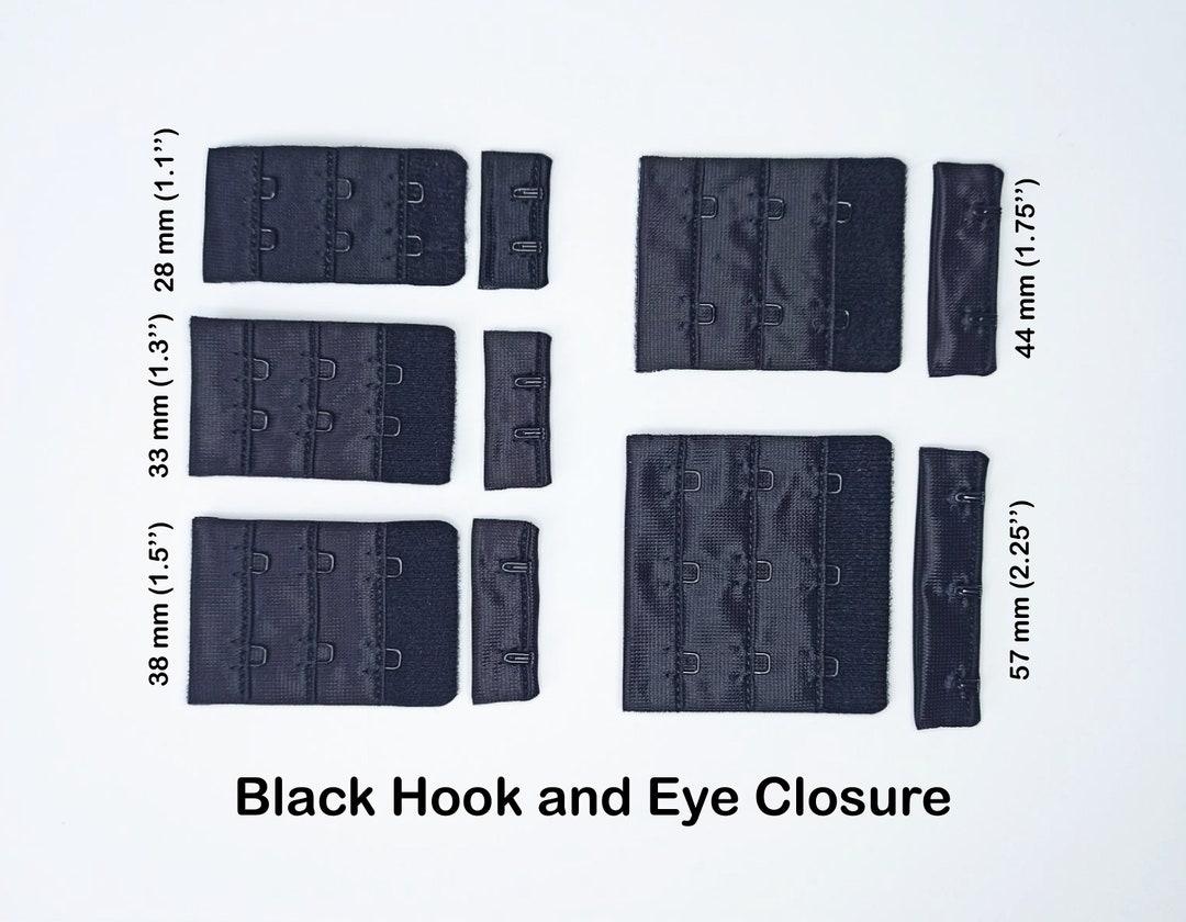 Black Hook & Eye Closures for Bra Making and Sewing Lingerie - Made in ...
