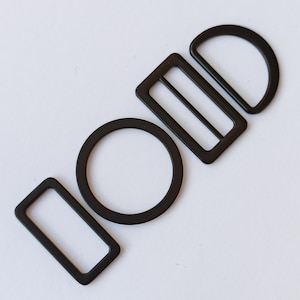 30 Mm (1.2") Black Metal Hardware - Ring, D-ring, Adjuster, Rectanglar ...