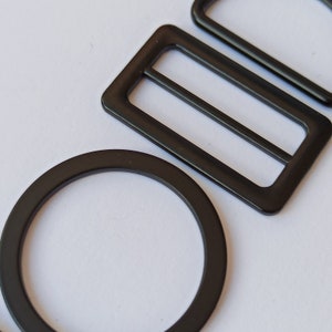 30 Mm (1.2") Black Metal Hardware - Ring, D-ring, Adjuster, Rectanglar ...