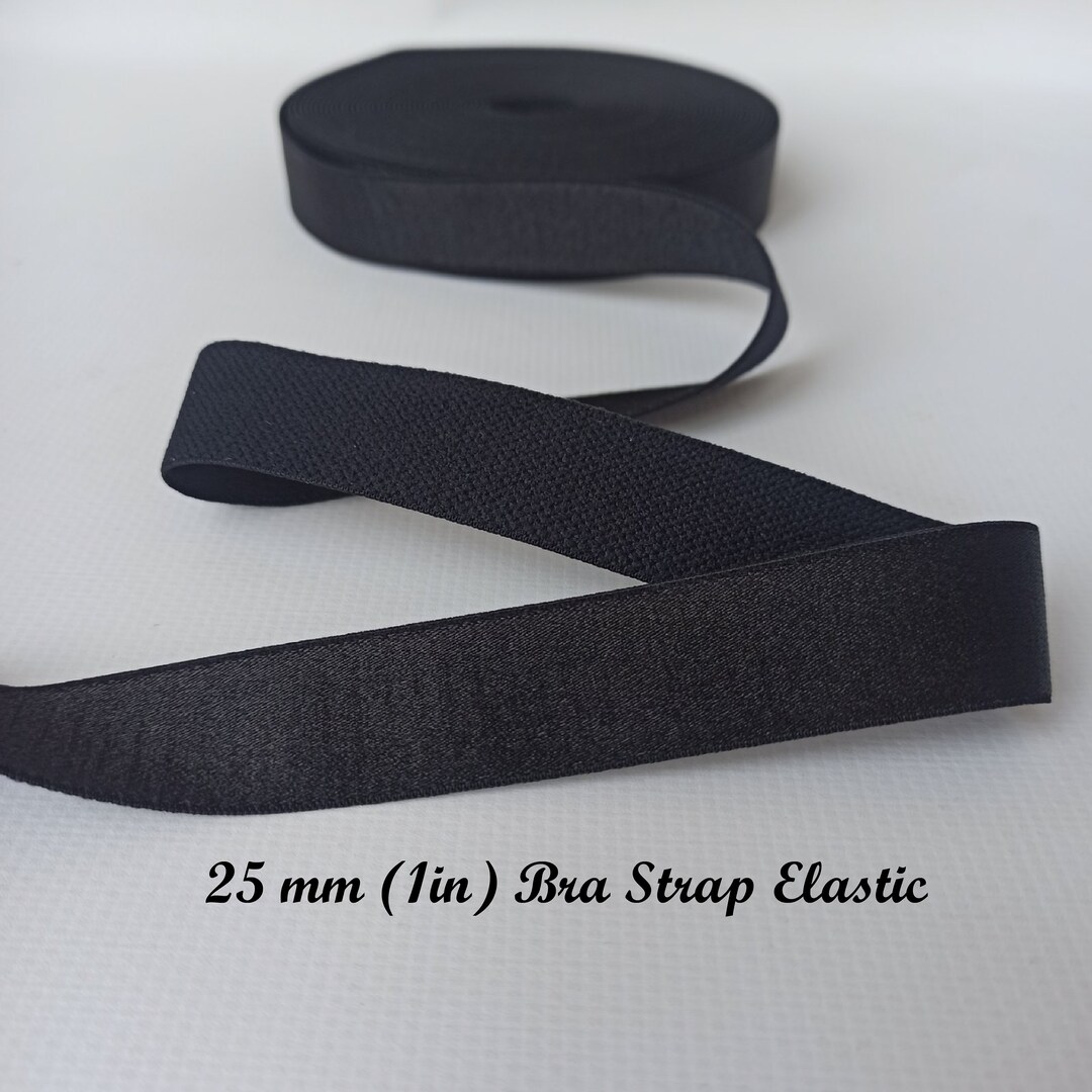 Black Bra Strap Elastic 25 Mm (1 Inch) Wide - Satin Plush Back Strap ...