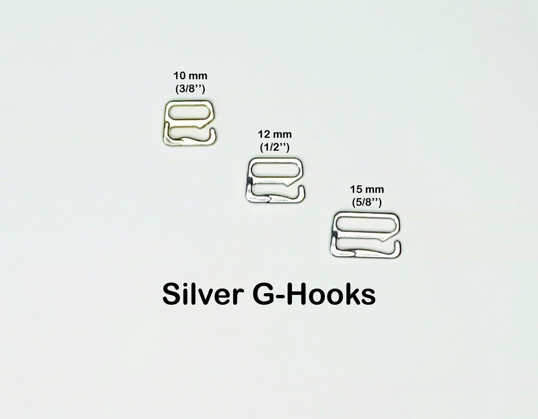 Silver Metal G-hooks - 3 Sizes - Front Closing Bra Swimwear Swan Hook ...