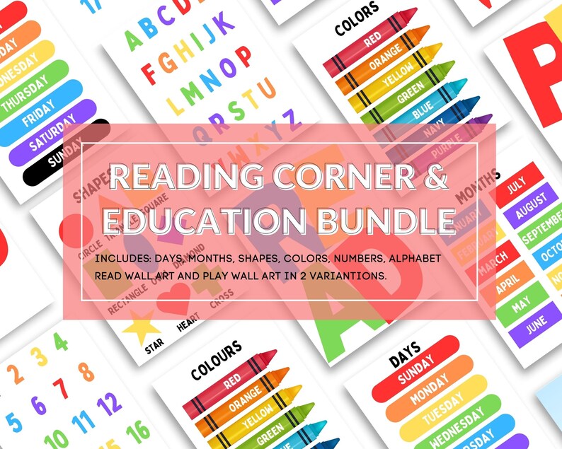 Educational Wall Art, Alphabet, Numbers, Colours, Shapes , Days, Months ...