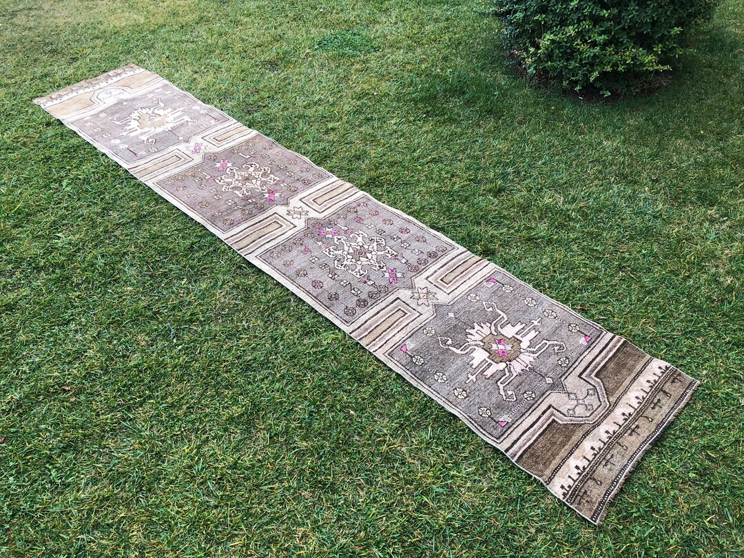 3x13 Runner Rug, Extra Long Runner, Neutral Turkish Rug, Oushak Rug ...