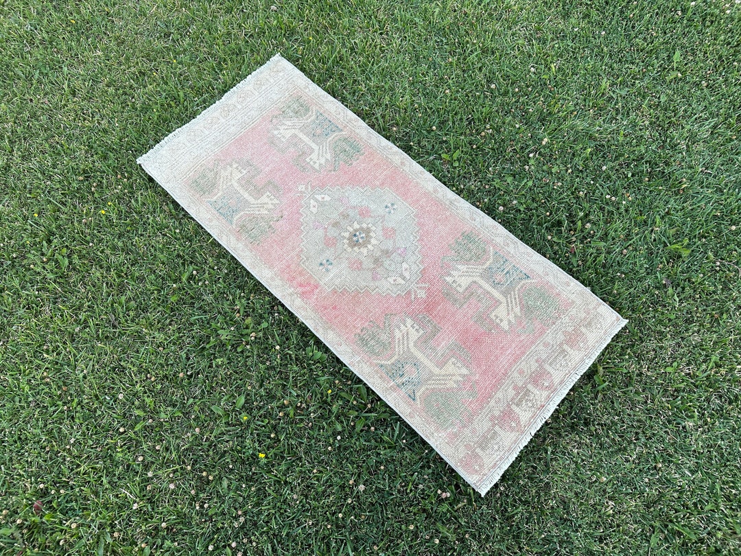 Small Vintage Runner, 2' X 4' Turkish Rug, Oushak Doormat Rug, Mini ...