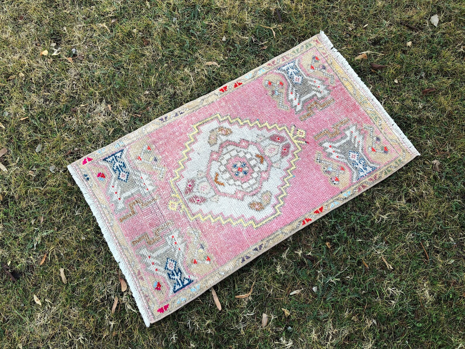 Pink Turkish Rug Small Oushak Runner Vintage Bathroom Rug - Etsy
