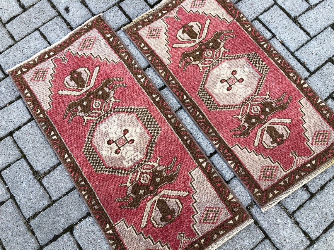 Pair Oushak Rugs Bath Rug Set Twin Rug Matching Rugs Pink | Etsy