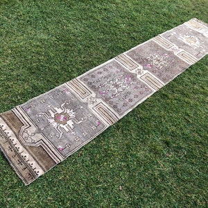 3x13 Runner Rug, Extra Long Runner, Neutral Turkish Rug, Oushak Rug ...