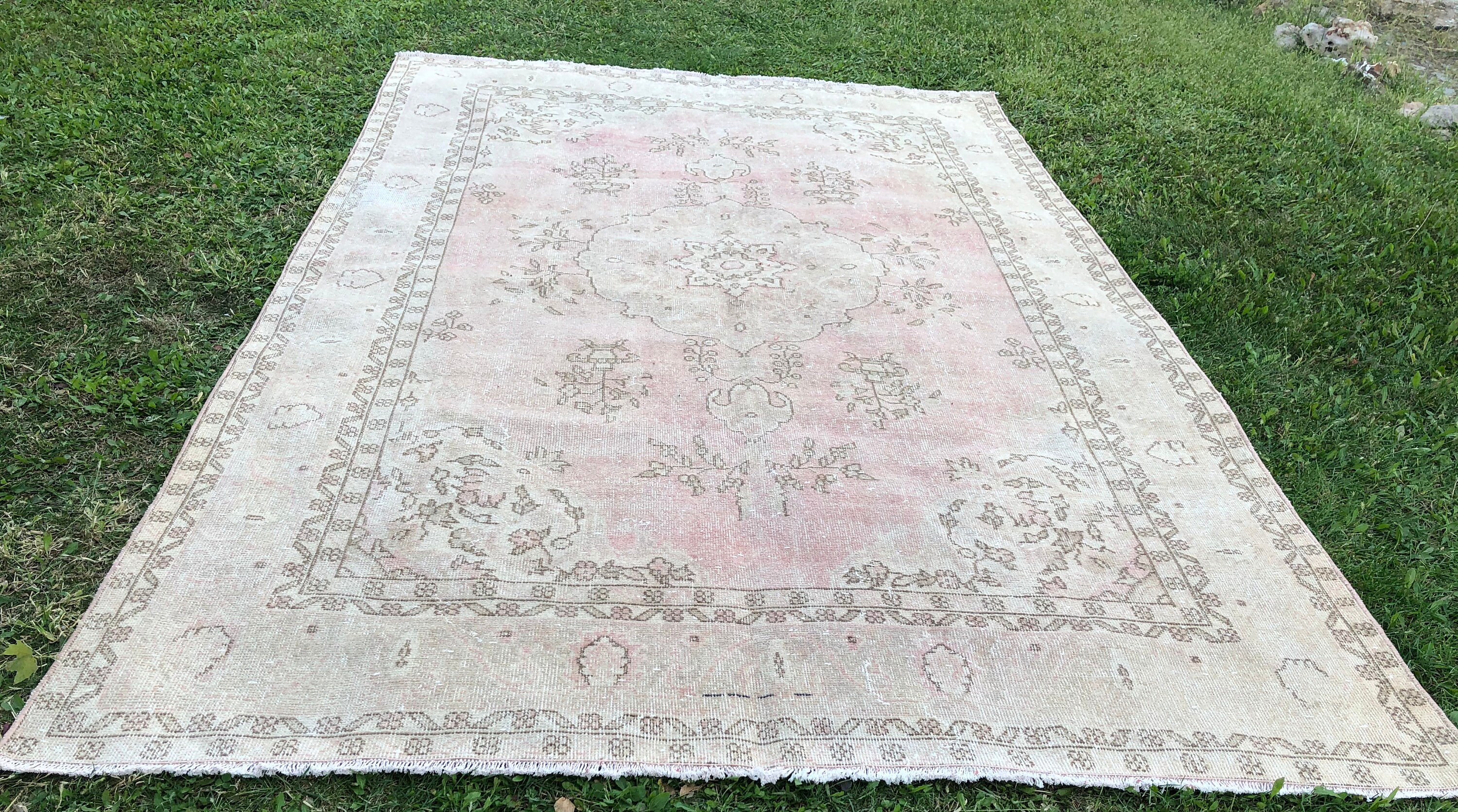 Large Oushak Rug Farmhouse Area Rug 6x10 Vintage Rug Wool | Etsy