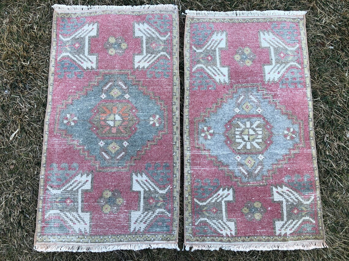 Pair of Turkish Rugs Bathroom Rug Set Matching Oushak Rugs | Etsy