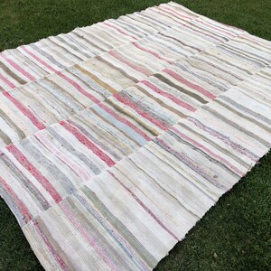 Large Rag Rug, Hand Loomed Rugs, Flatweave Kilim Rug, 7x10 Moroccan Rug ...