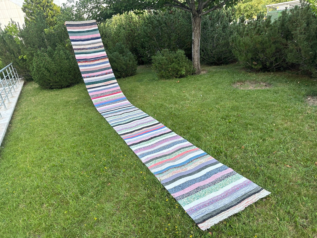 Flatweave Cotton Rug, Striped Stair Runner, Hand Loomed Rug ...