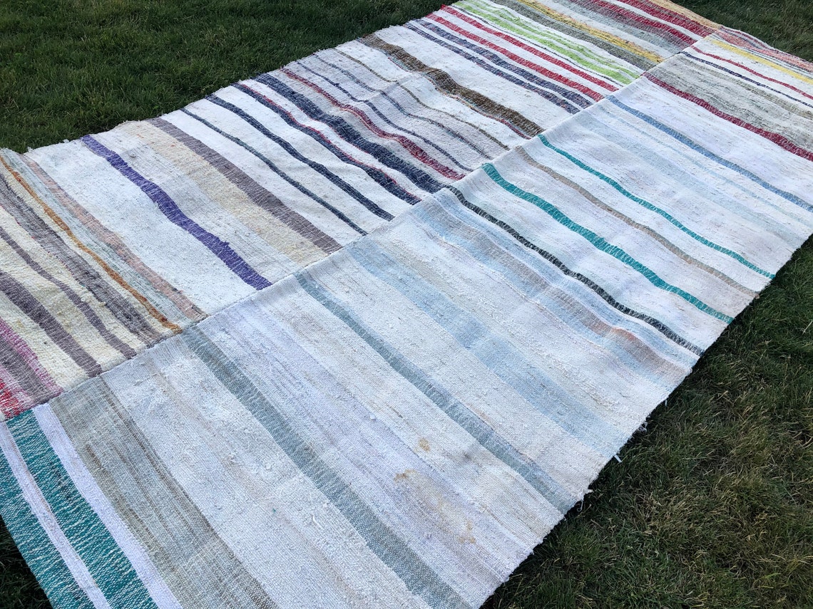 Bohemian Rag Rug Large Vintage Area Rug Hand Loomed Rug for - Etsy