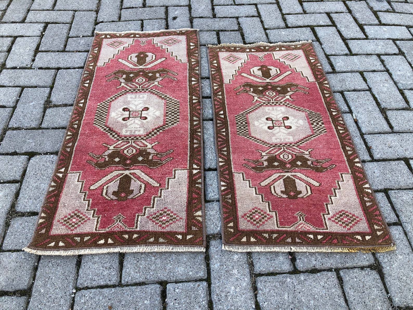 Pair Oushak Rugs Bath Rug Set Twin Rug Matching Rugs Pink | Etsy