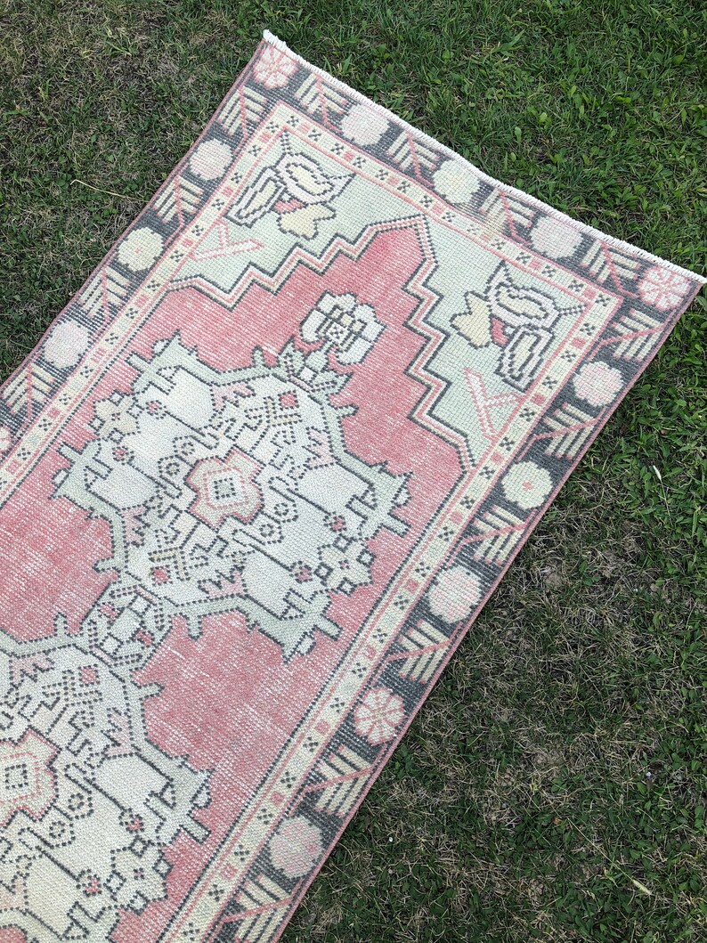 Turkish Pink Runner Oushak Runner 3x9 Vintage Rug Runner - Etsy