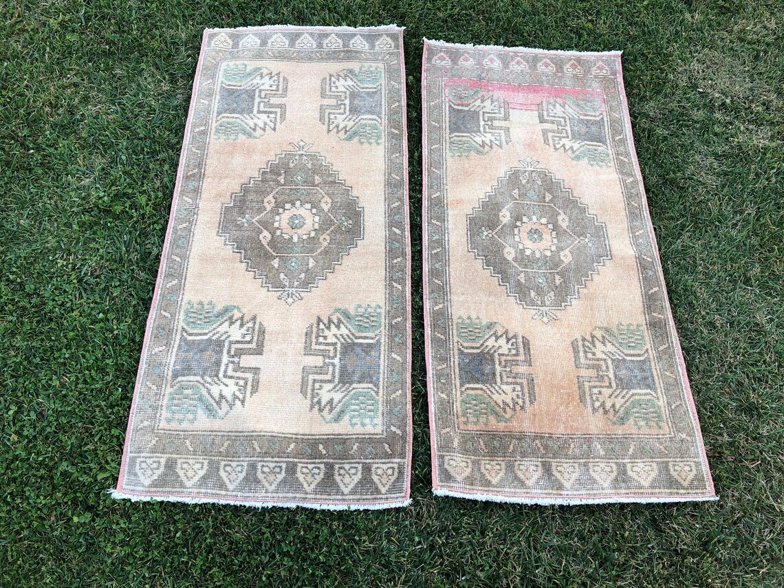 Turkish Bath Mat Set Set of Two Small Oushak Rug 2x4 Vintage - Etsy