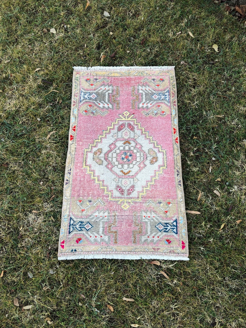 Pink Turkish Rug Small Oushak Runner Vintage Bathroom Rug - Etsy