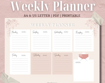 Simple Weekly Printable to Do List, Printable Planner, Multiple Colors ...