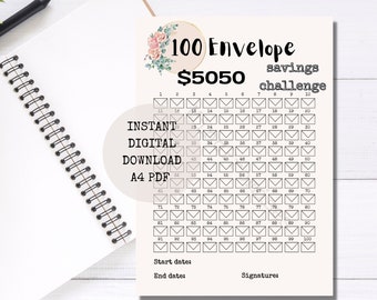 100 Envelope Savings Challenge Bundle Tracker Printable - Etsy