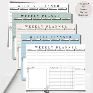 Weekly Planner Printable Digital Undated US Letter PDF - Etsy