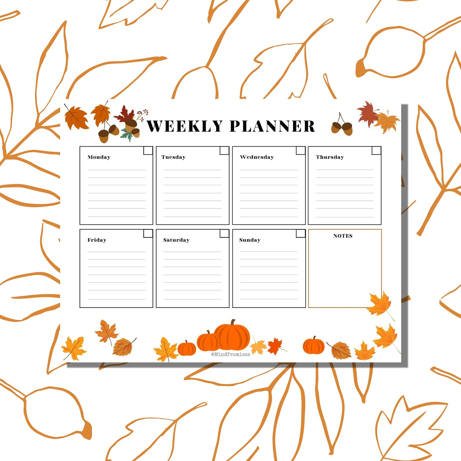 Fall Weekly Planner Printable 2024 Fall - Etsy