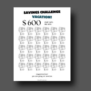 Travel Savings Challenge Printable Bundle, Vacation Fund Tracker (PDF ...
