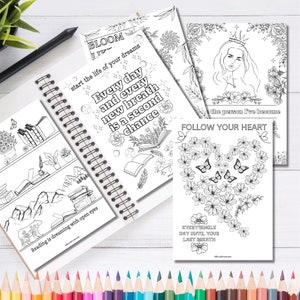 Coloring Pages Printable Adult Coloring Book With Five Sheets - Etsy