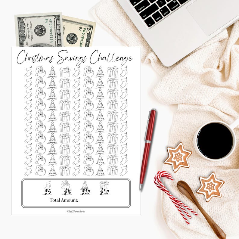 Christmas Savings Challenge Printable, Holiday Budget Tracker (digital ...
