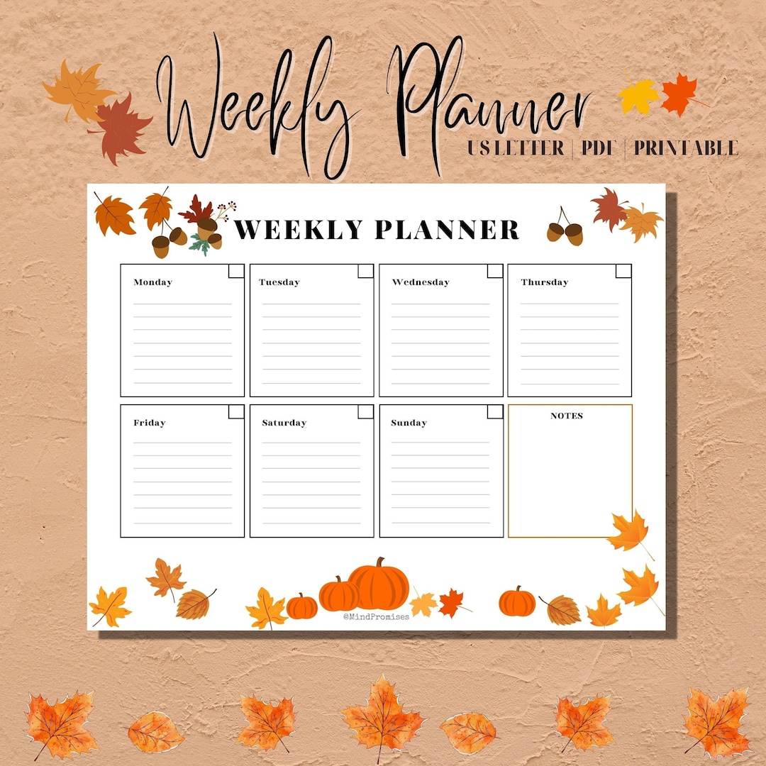 Fall Weekly Planner Printable 2024 Fall - Etsy