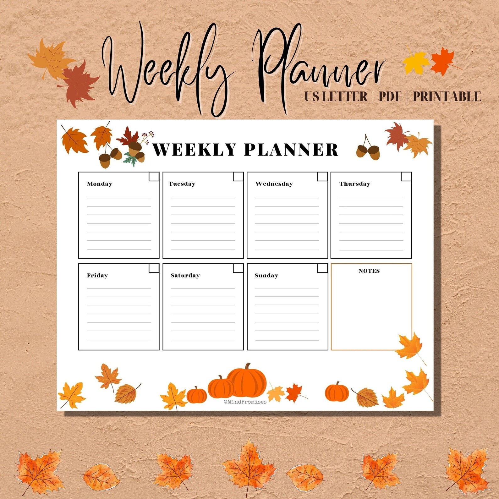 Fall Weekly Planner Printable 2024 Fall - Etsy
