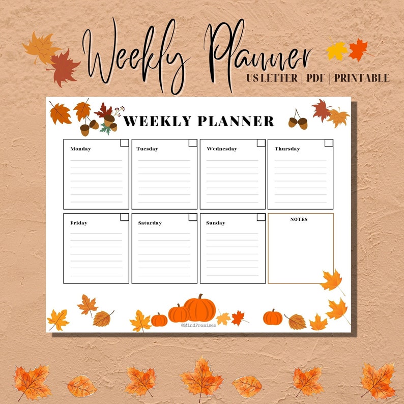 Fall Weekly Planner Printable 2024 Fall - Etsy