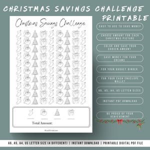 Christmas Savings Challenge Printable, Holiday Budget Tracker (digital ...