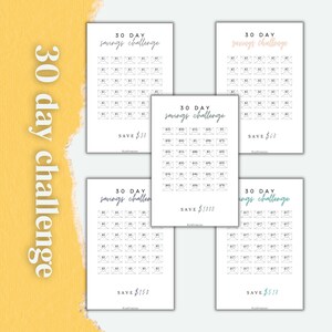 30 Day Savings Challenge Printable, Personal Finance, A6 Savings ...