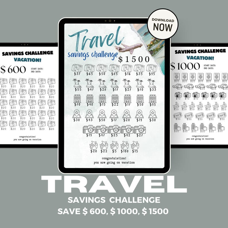 Travel Savings Challenge Printable Vacation Savings Challenge Bundle ...