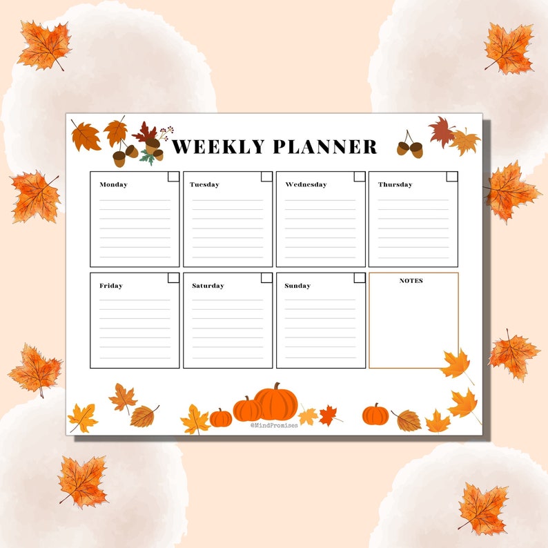 Fall Weekly Planner Printable 2024 Fall - Etsy