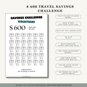 Travel Savings Challenge Printable Vacation Savings Challenge Bundle ...