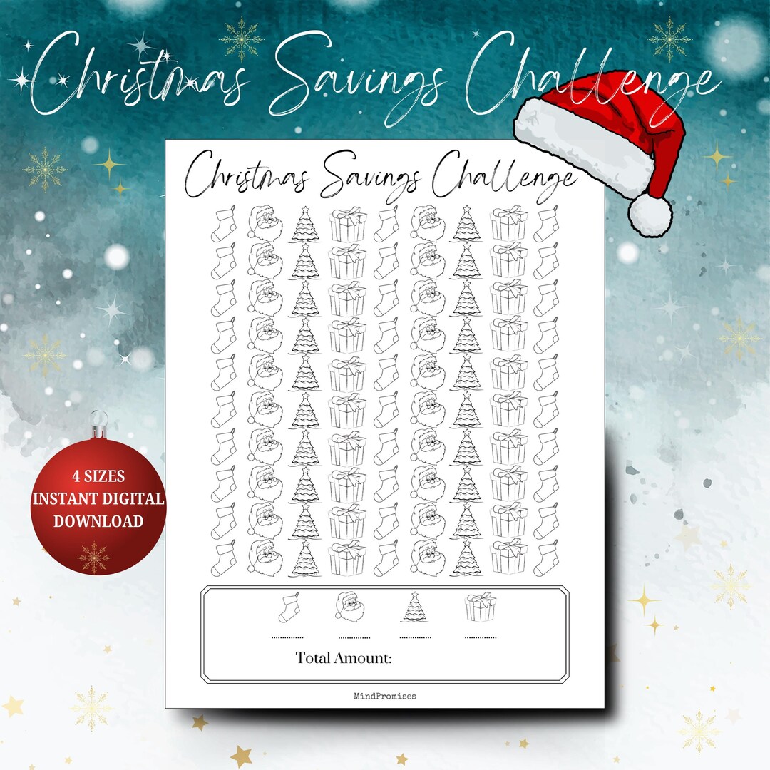 Christmas Savings Challenge Printable Tracker Money Saving Christmas ...
