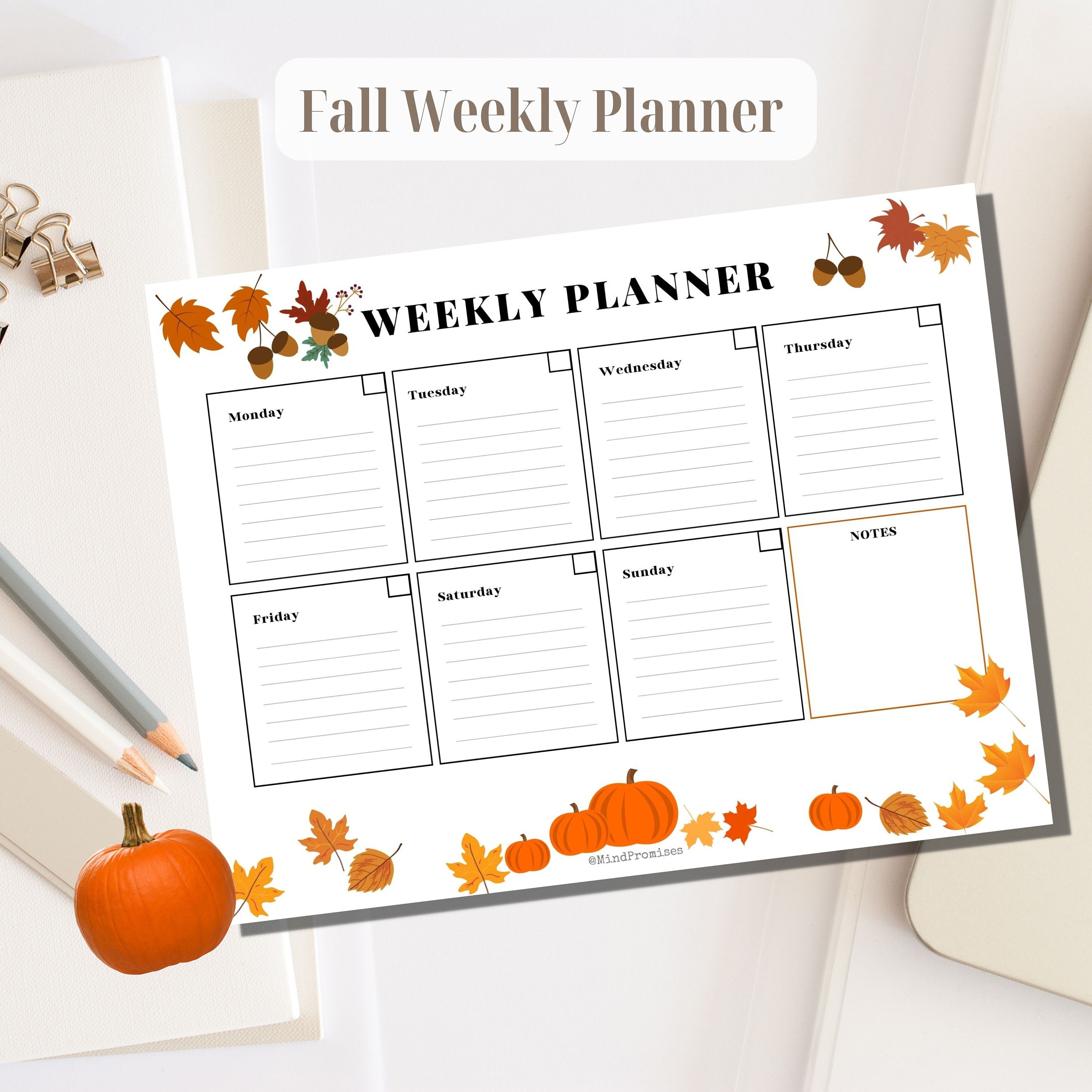 Fall Weekly Planner Printable 2024 Fall - Etsy