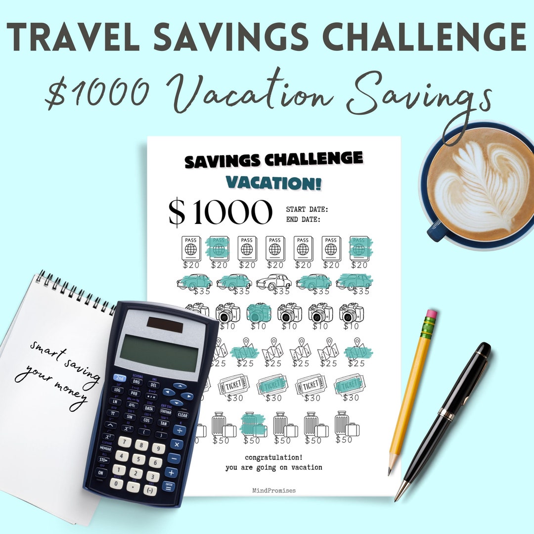 Travel Savings Challenge Printable Vacation Savings Challenge Cash ...