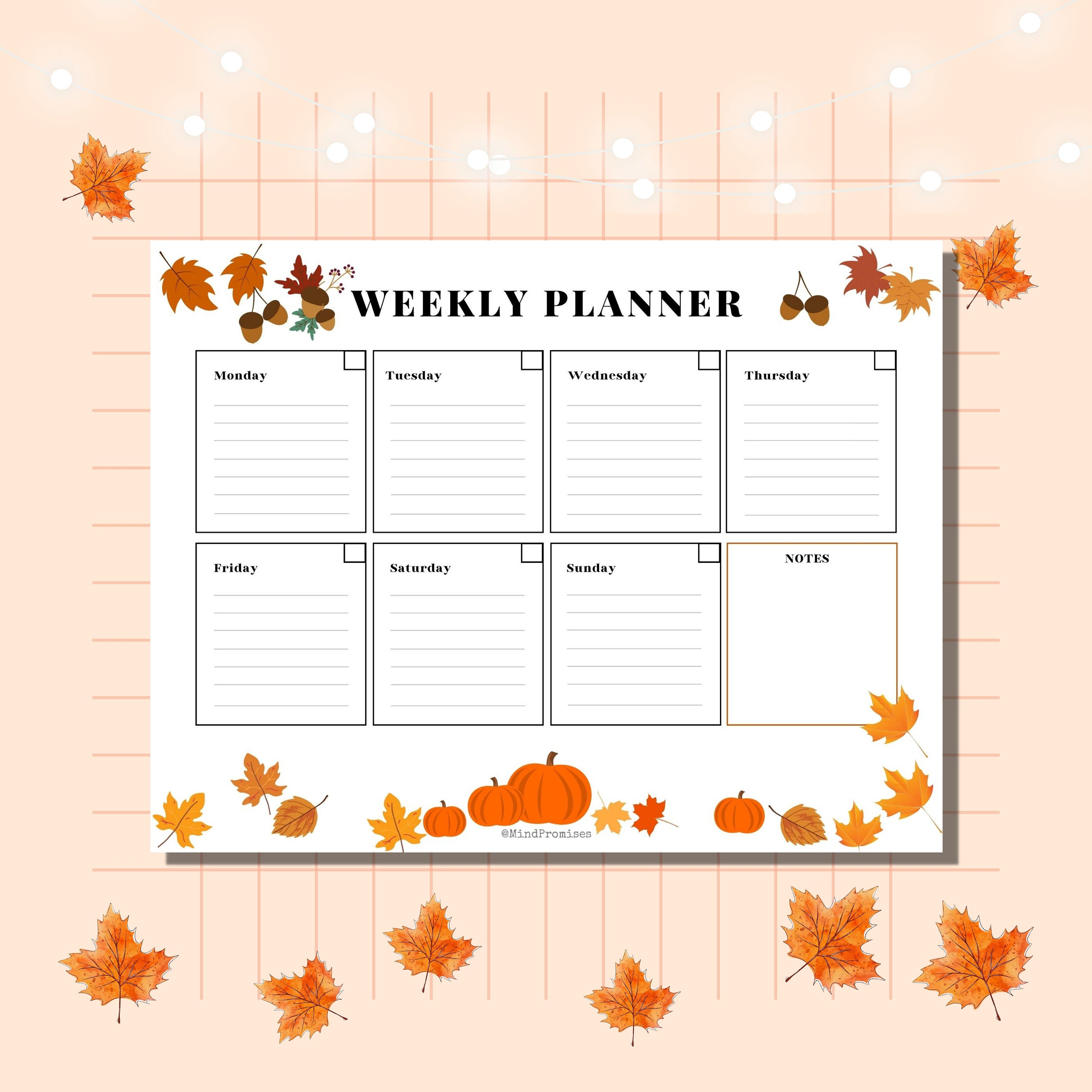 Fall Weekly Planner Printable 2024 Fall - Etsy